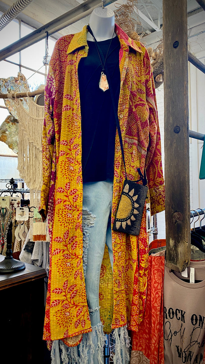 Kantha Bae Chakra Shacket yellow/pink/red – Girl UPcycled